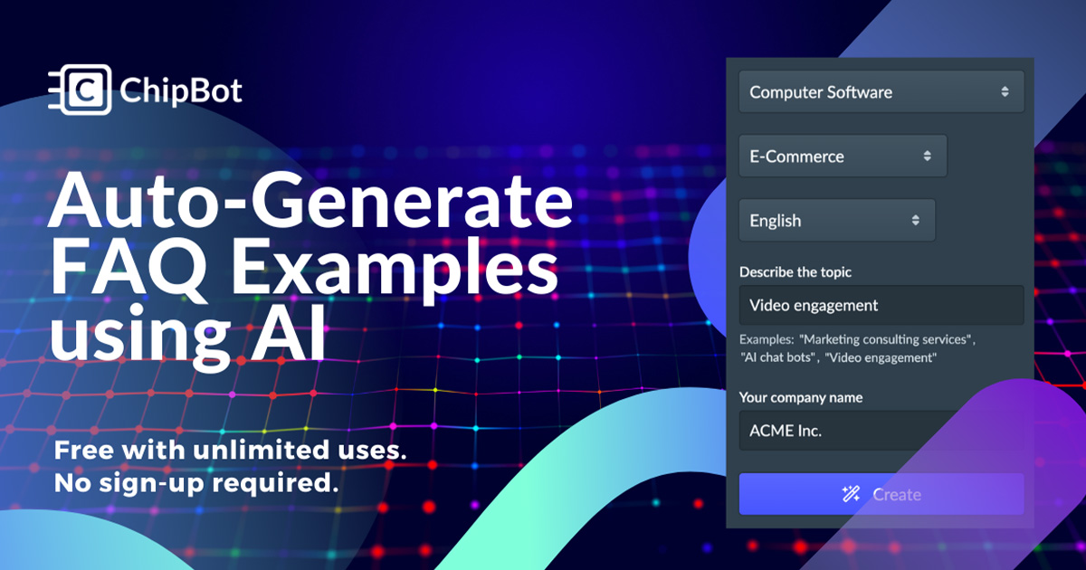 FAQ Page Example AI Tool - ChipBot